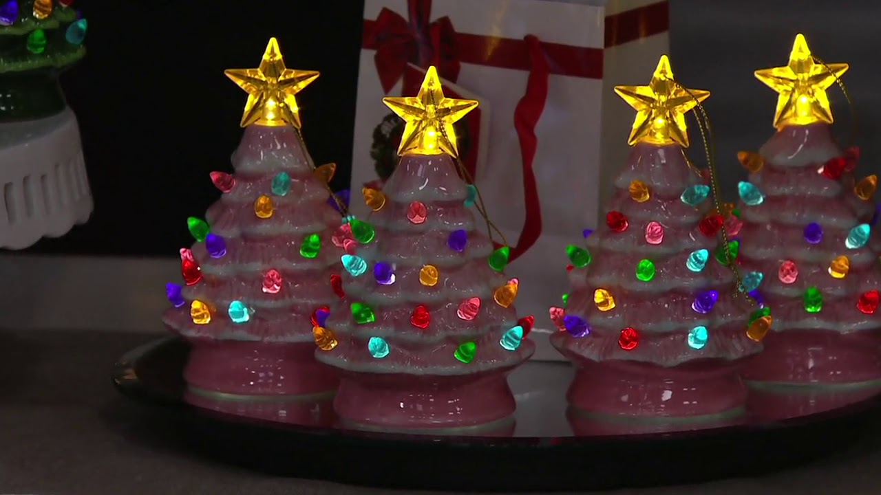 Mr. Christmas Set of 4 Lit Nostalgic Tree Ornaments with Gift Bags on ...
