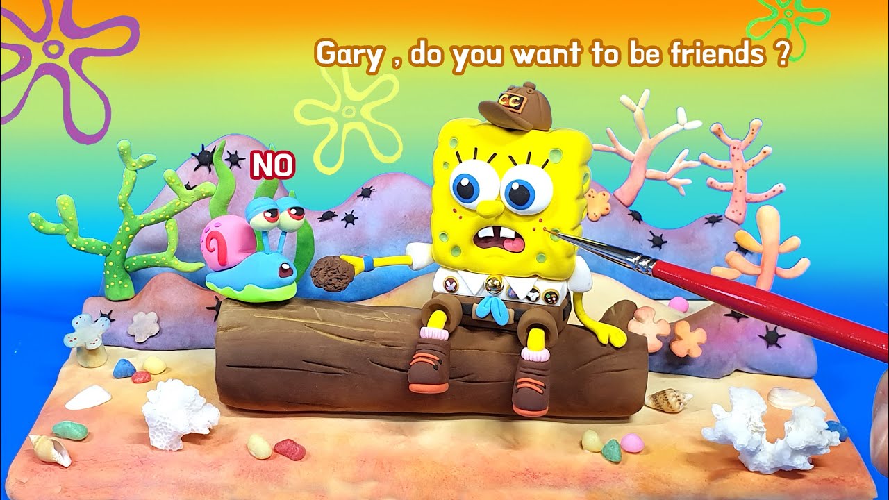 DIY Miniature Spongebob Movie Diorama with clay｜Sponge on the run ...