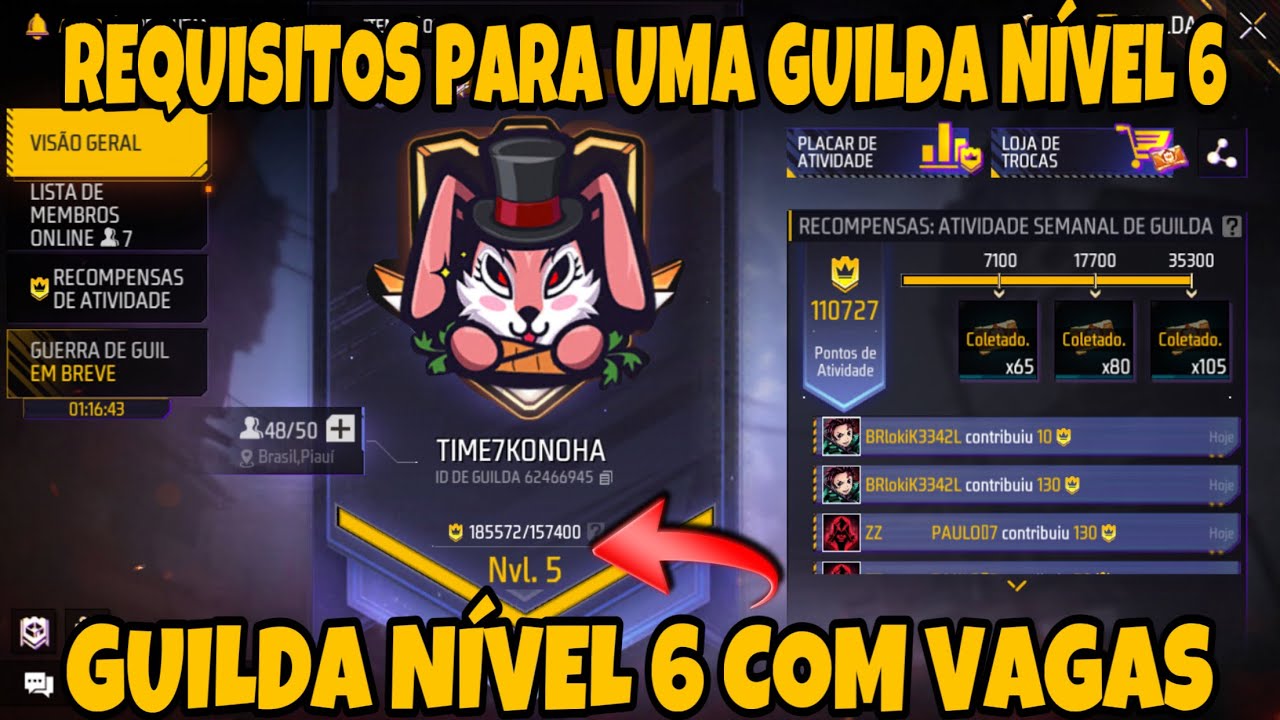 GUILDA NÍVEL 6 COM VAGAS FF-REQUISITOS PARA ENTRA NUMA GUILDA NÍVEL 6 ...
