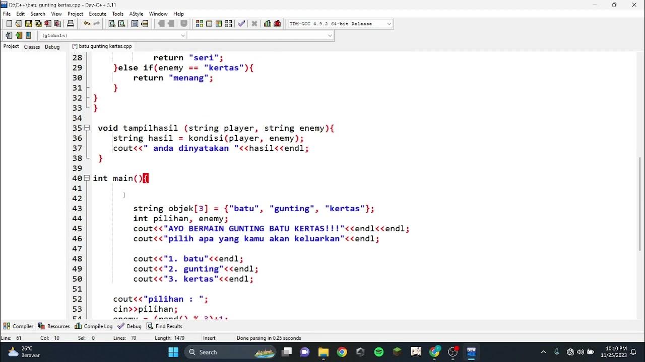 C++ Permainan Gunting Batu Kertas - Tugas Informatika - YouTube