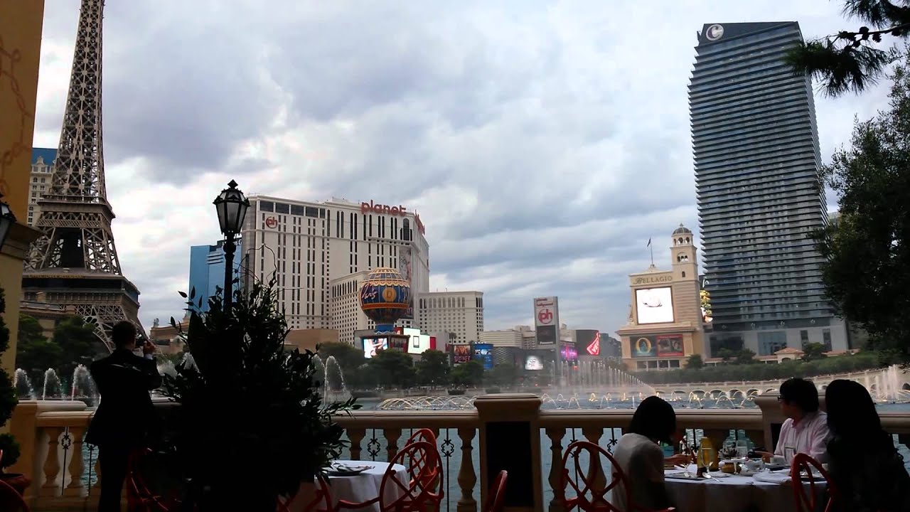 Bellagio fountains view from Picasso restaurant - YouTube