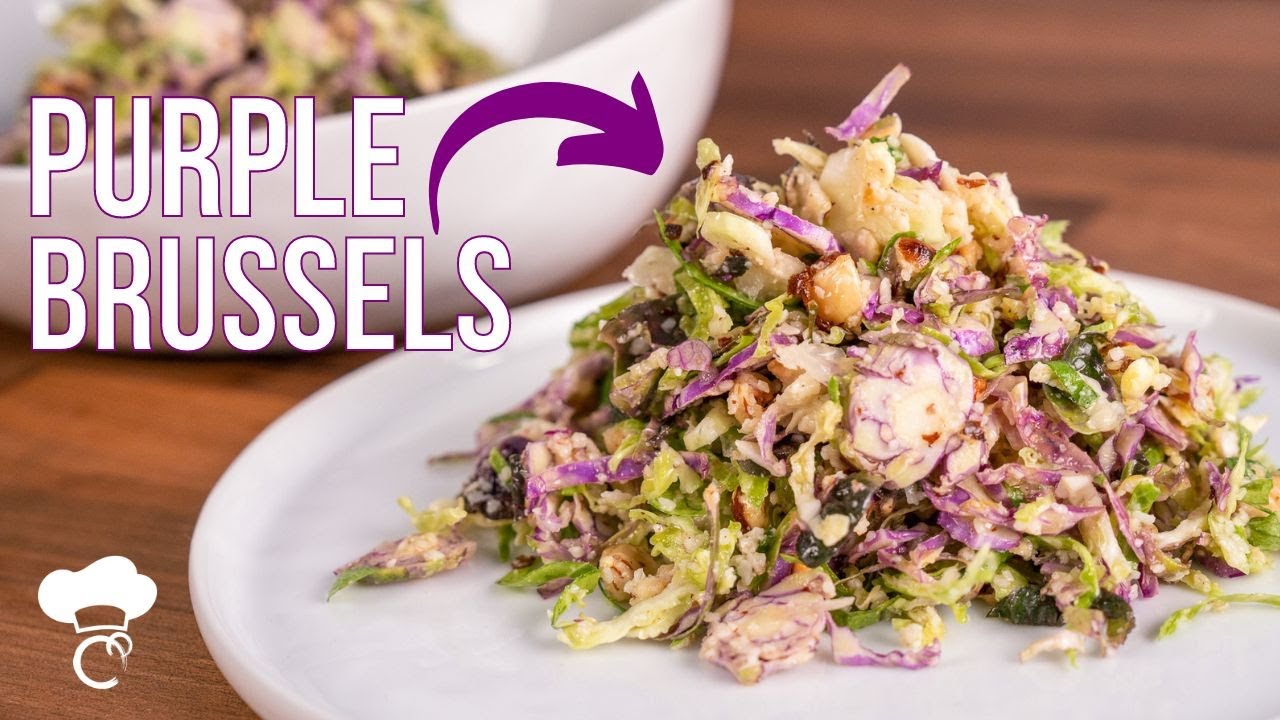 Cheesy Purple Brussels Sprouts Salad | Better than Roasted - YouTube