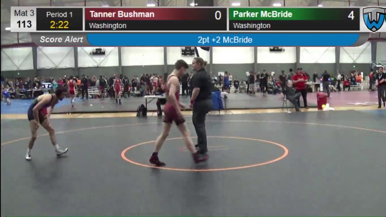 981 Junior 113 Mat 3 Tanner Bushman Washington Parker McBride ...