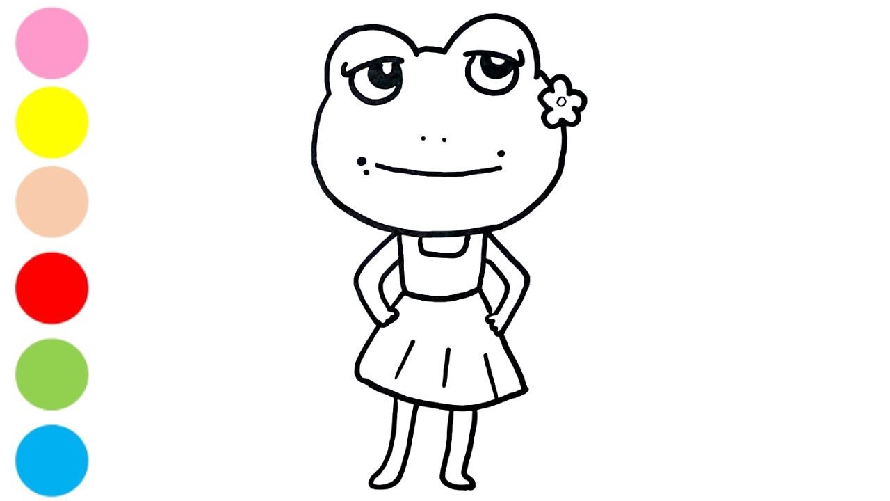 How to draw and colour cute Girl Frog |Easy drawing for kids.# ...