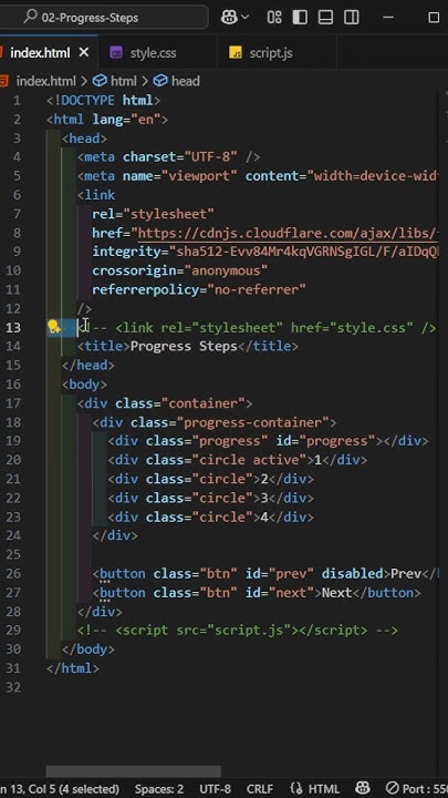 Animated Progress Steps | Source Code in the Description #30daysofcode #frontenddevelopment ...