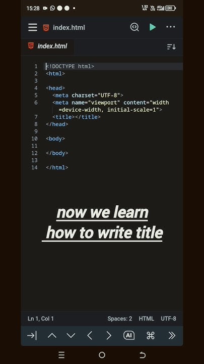 Create Html File And How To Write Title In Html File Shorts Viral Coding Youtube