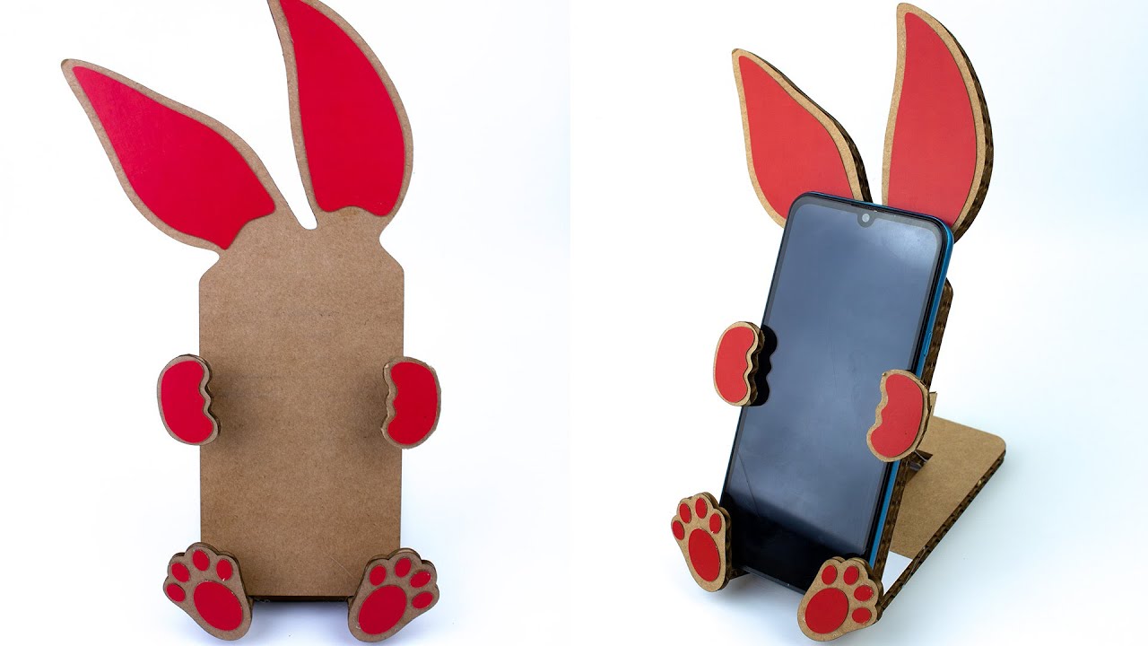 🐰How to make a cell phone table stand with cardboard📱Easy Easter theme ...