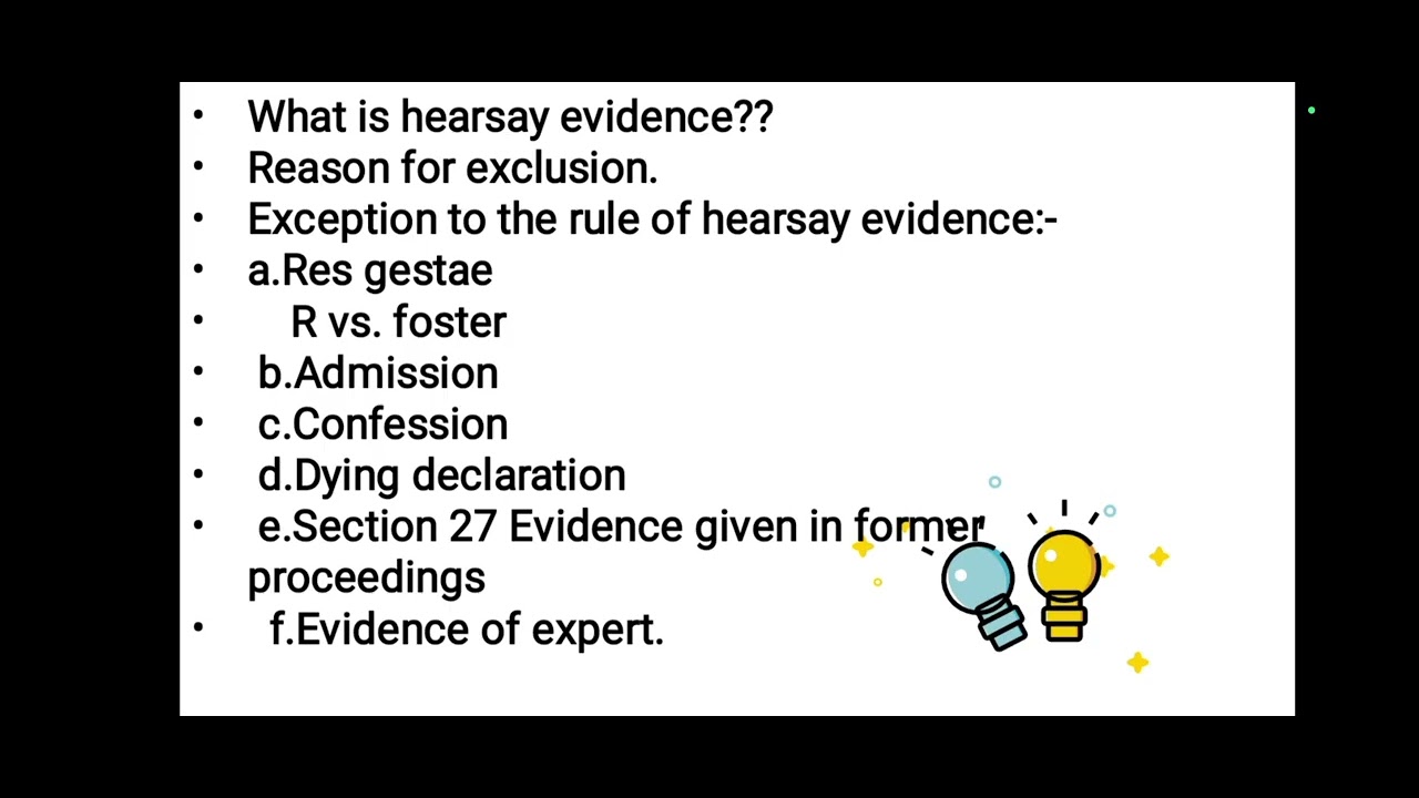 Hearsay Evidence and its Exceptions | BSA | IEA - YouTube