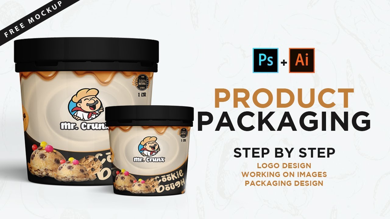 Ice Cream Bucket Product Packaging Design in Illustrator/Photoshop 3d ...