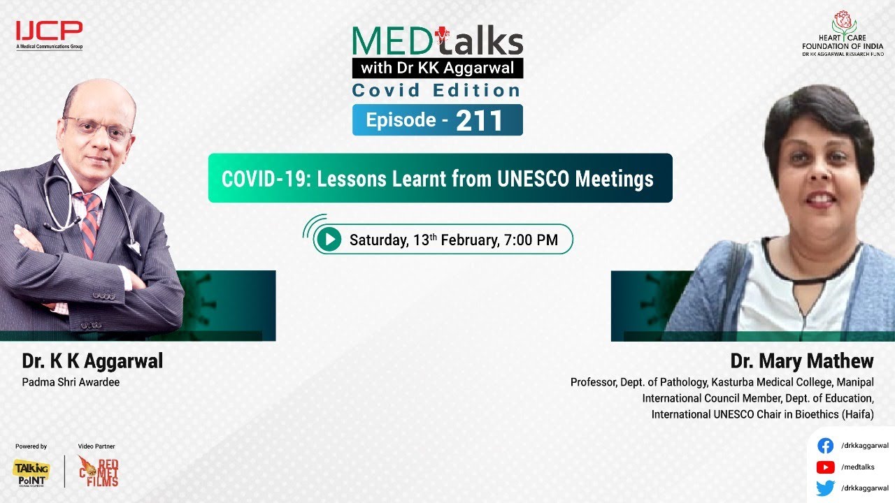 Medtalks with Dr KK- Dr Mary Mathew on UNESCO COVID Lessons 1688- 211 ...