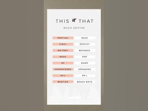 This or That (music edition) - YouTube