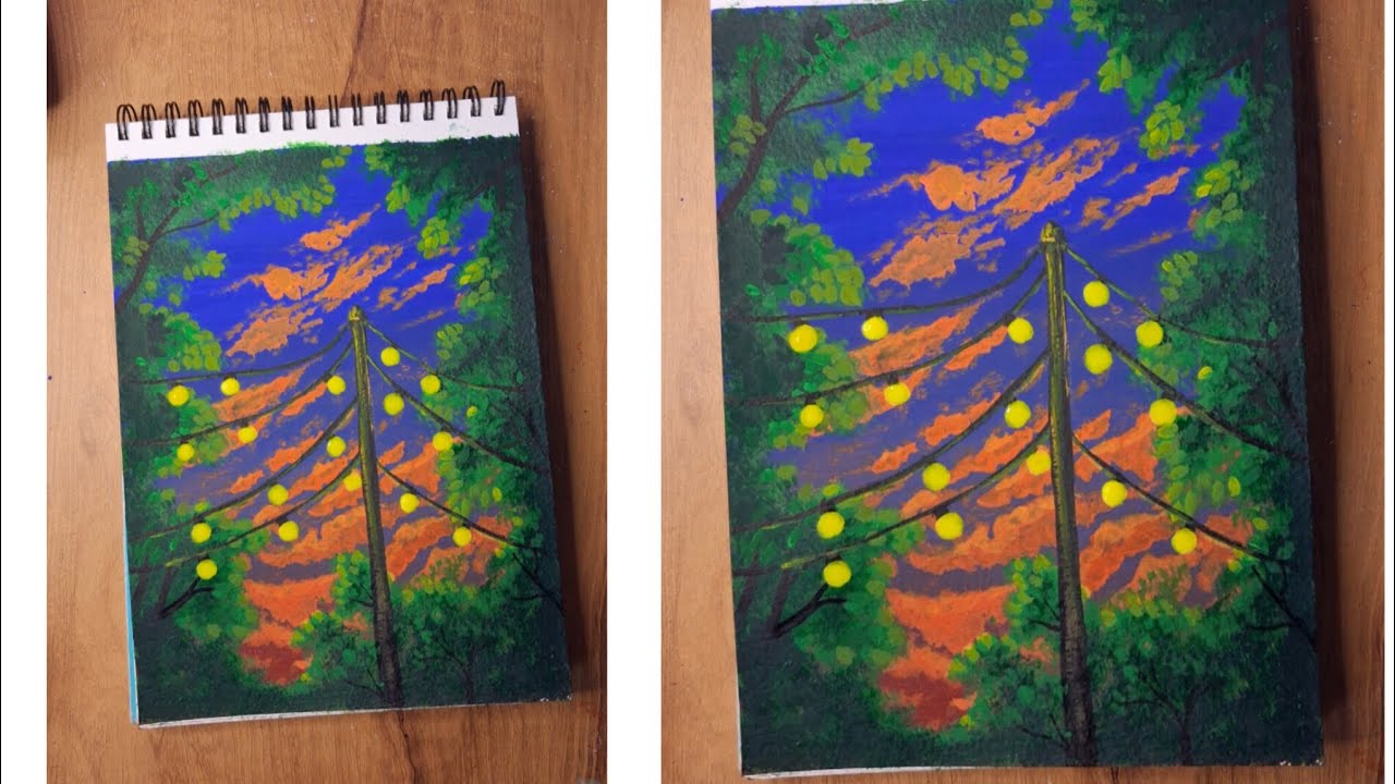 EASY Poster Color Scenery for Beginners! 🌅 (Step-by-Step Nature ...