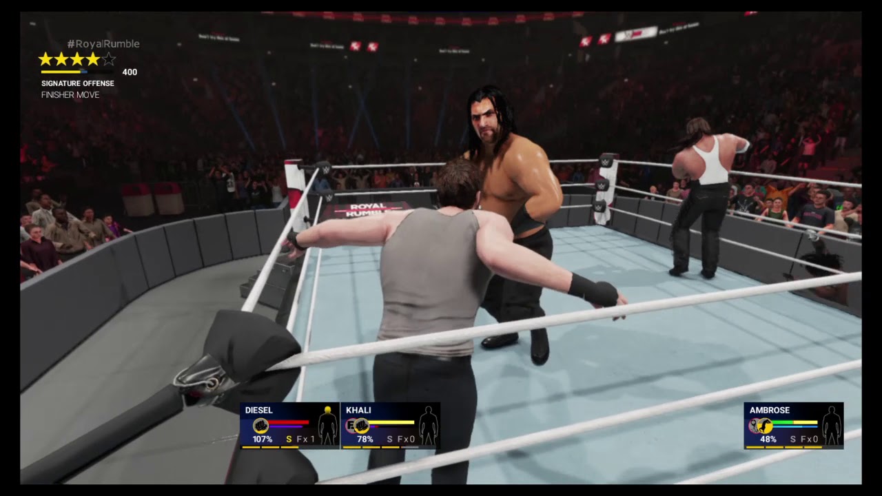Wwe royal rumble 2k19 game play with Khali - YouTube