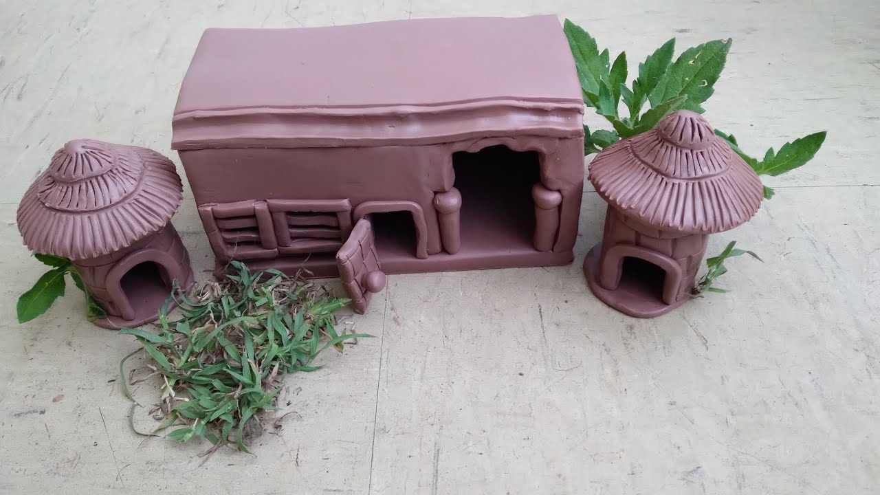 Diy How To Make Miniature Clay House | Polymer Clay House | Mud House ...