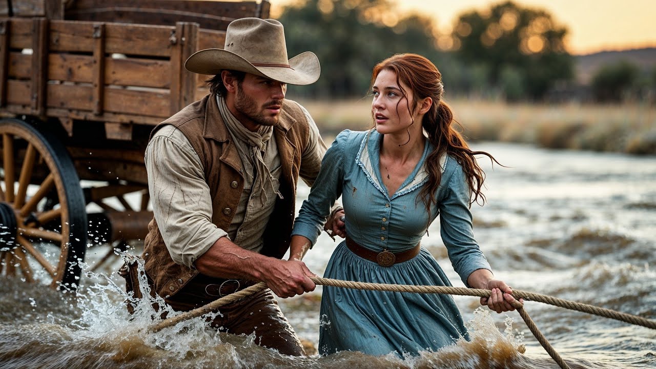 Her Wagon Was Stuck In The River, The Cowboy Pulled It Free And Her ...