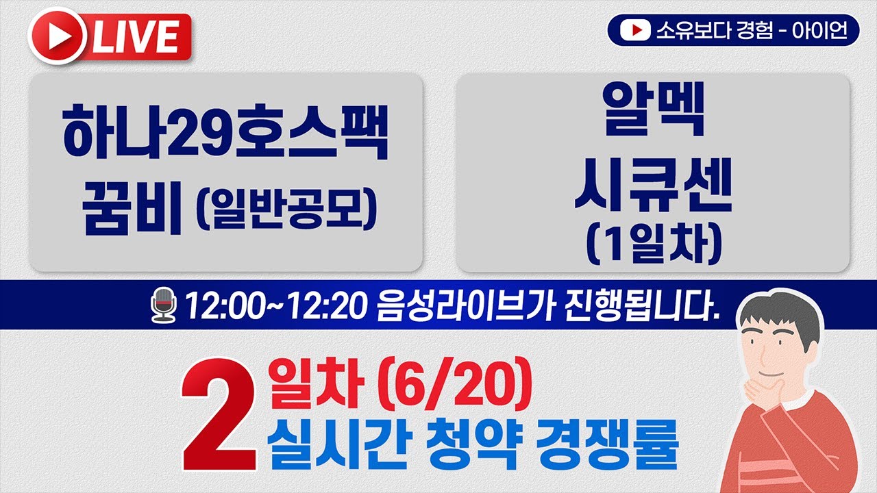 [6 20] 꿈비 일반공모 하나29호스팩 2일차 알멕 알맥 시큐센 1일차 실시간 공모주 청약경쟁률 Live Youtube
