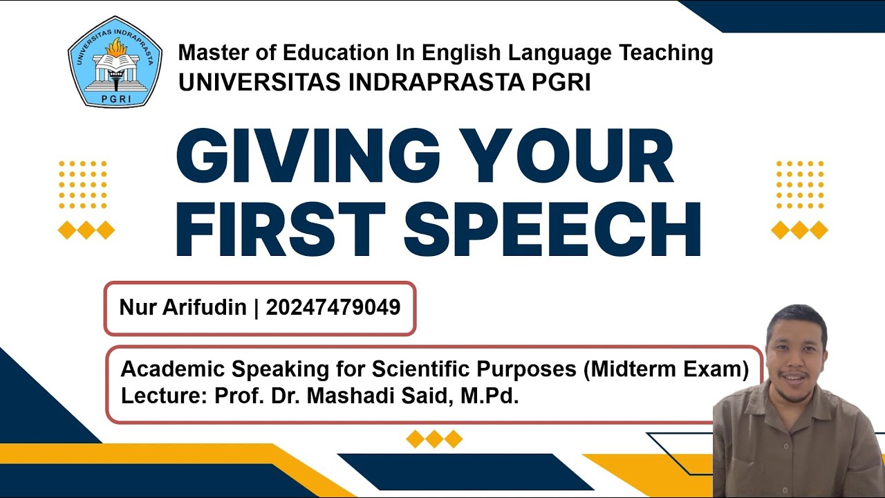 Nur Arifudin - 20247479049 | Class XB | Giving Your First Speech | ASSP Midterm Exam - YouTube