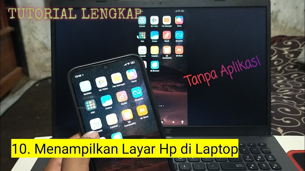 Cara menampilkan layar hp di laptop windows 10 - YouTube