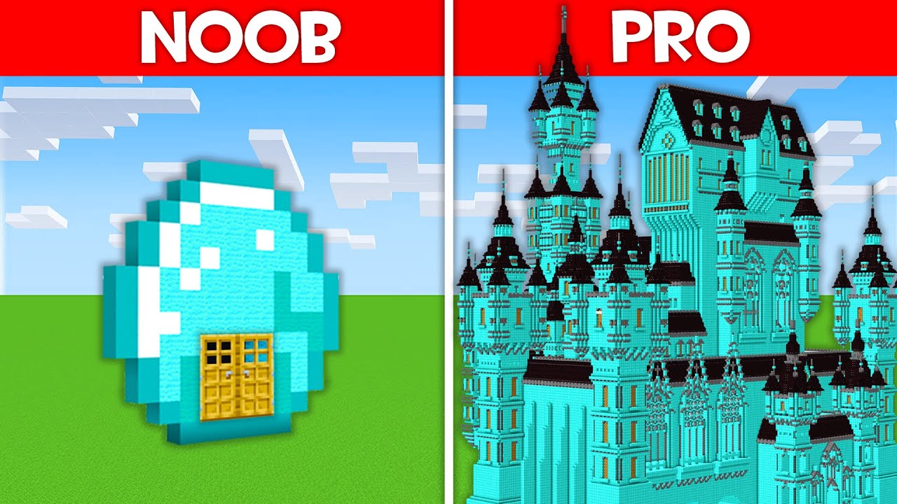 Minecraft Battle: DIAMOND BASE BUILD CHALLENGE - NOOB vs PRO vs HACKER ...