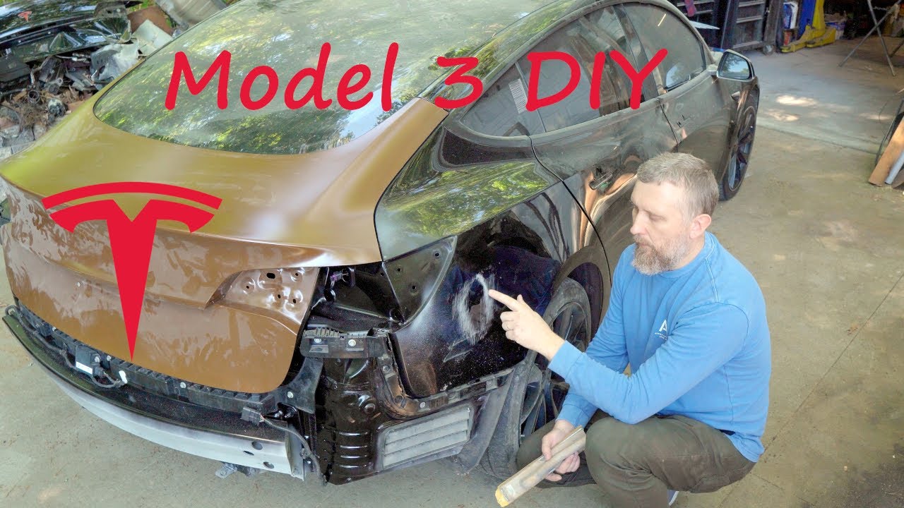 Tesla quarter panel repair - YouTube