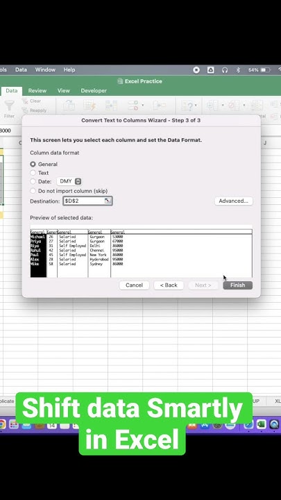 Excel Tips Text-to-Column Feature for Efficient Data Splitting #short #exceltips Mastering Excel ...