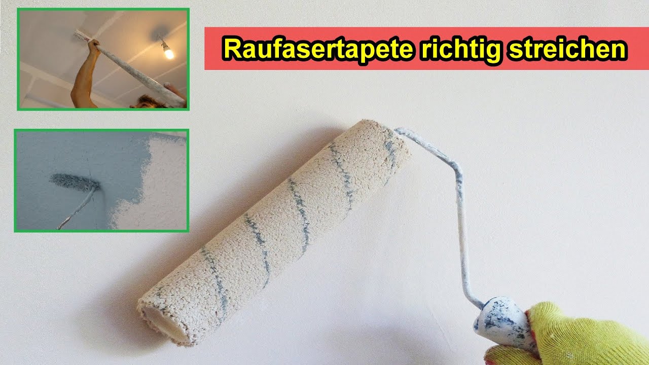 Raufasertapete streichen - Raufaser in weiß & Farbe streichen - Decke ...