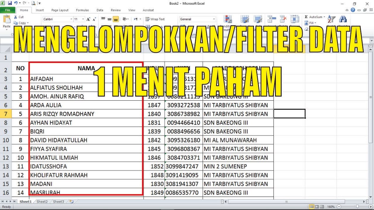 1 Menit Paham - Cara Mengelompokkan atau Memfilter Data di Excel Tanpa Rumus | Azka Bani TV ...