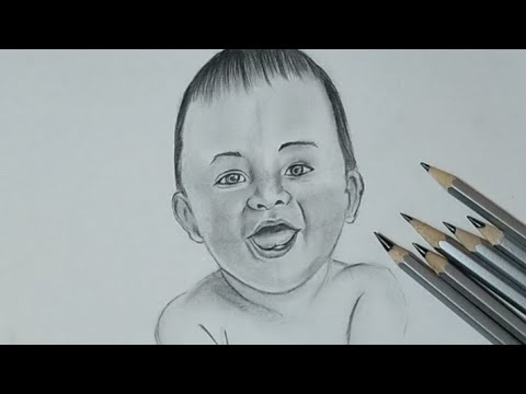Pencil drawing of cute baby step by step | baby drawing - YouTube