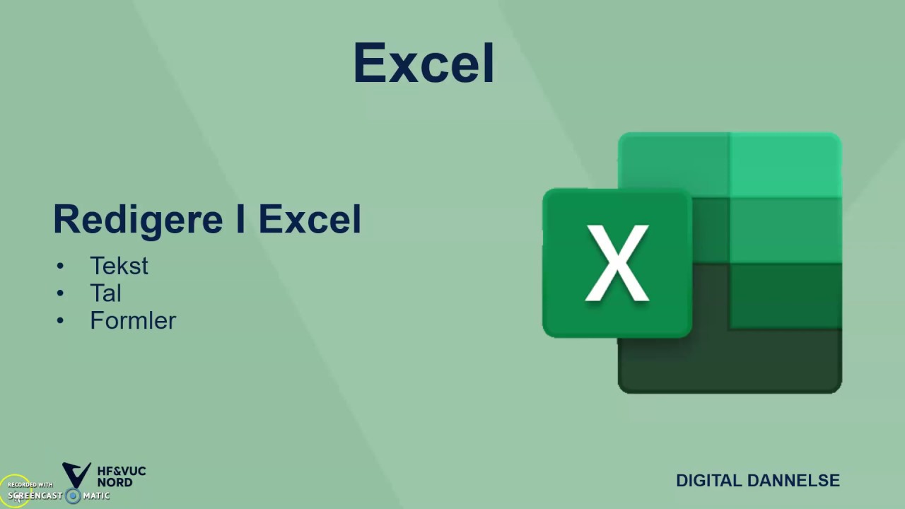 Excel 6: Hvordan skriver man tekst, al og formler ind i Excel. - YouTube