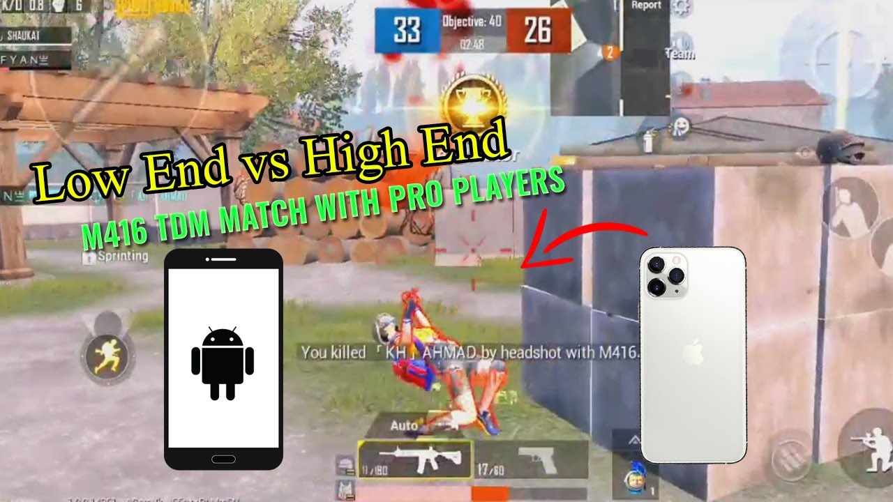 Pubg Mobile TDM Low end Device vs High end Device | Opponent Iphone Max ...