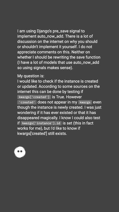 Django pre_save signal: check if instance is created not updated, does kwargs['creat... #shorts ...