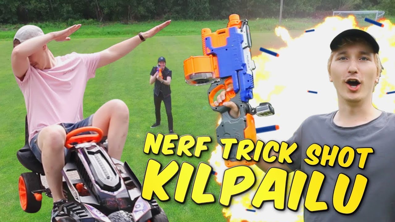 NERF TRICK SHOT KILPAILU - YouTube