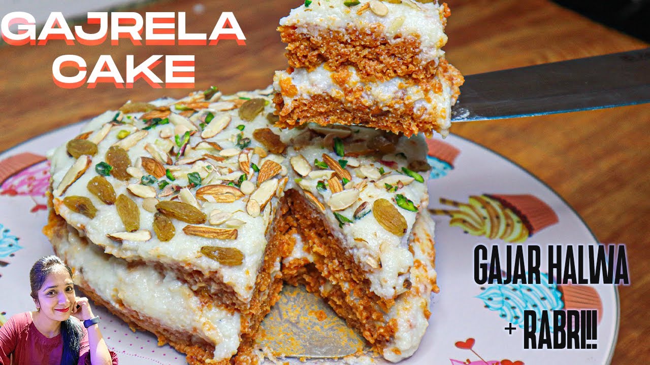 Gajar Halwa Cake | Gajrela cake | Rabri cake | How to make gajar ka ...