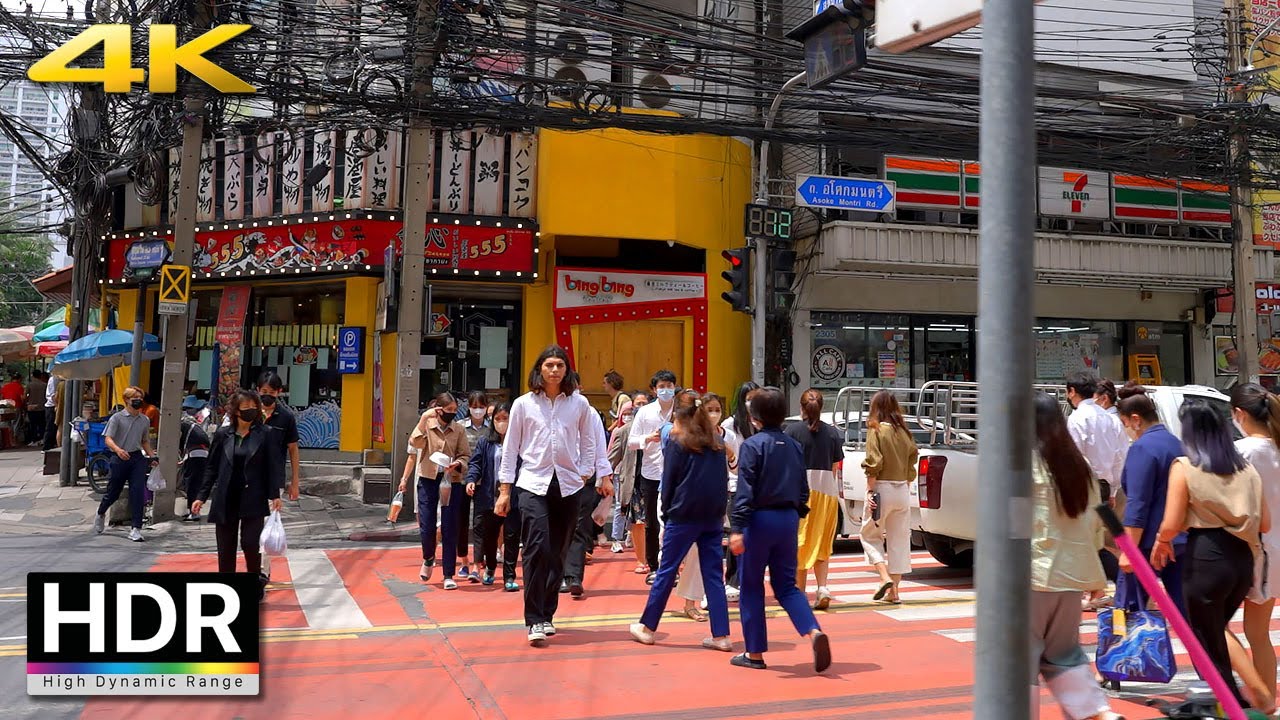 [ 🇹🇭 4K HDR ] Virtual Walking Tour BANGKOK ASOK(Asok Montri Road ...