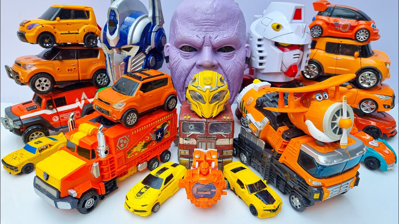 Different Orange Color TRANSFORMERS: Carbot Tobot Helicopter Truck Toys ...