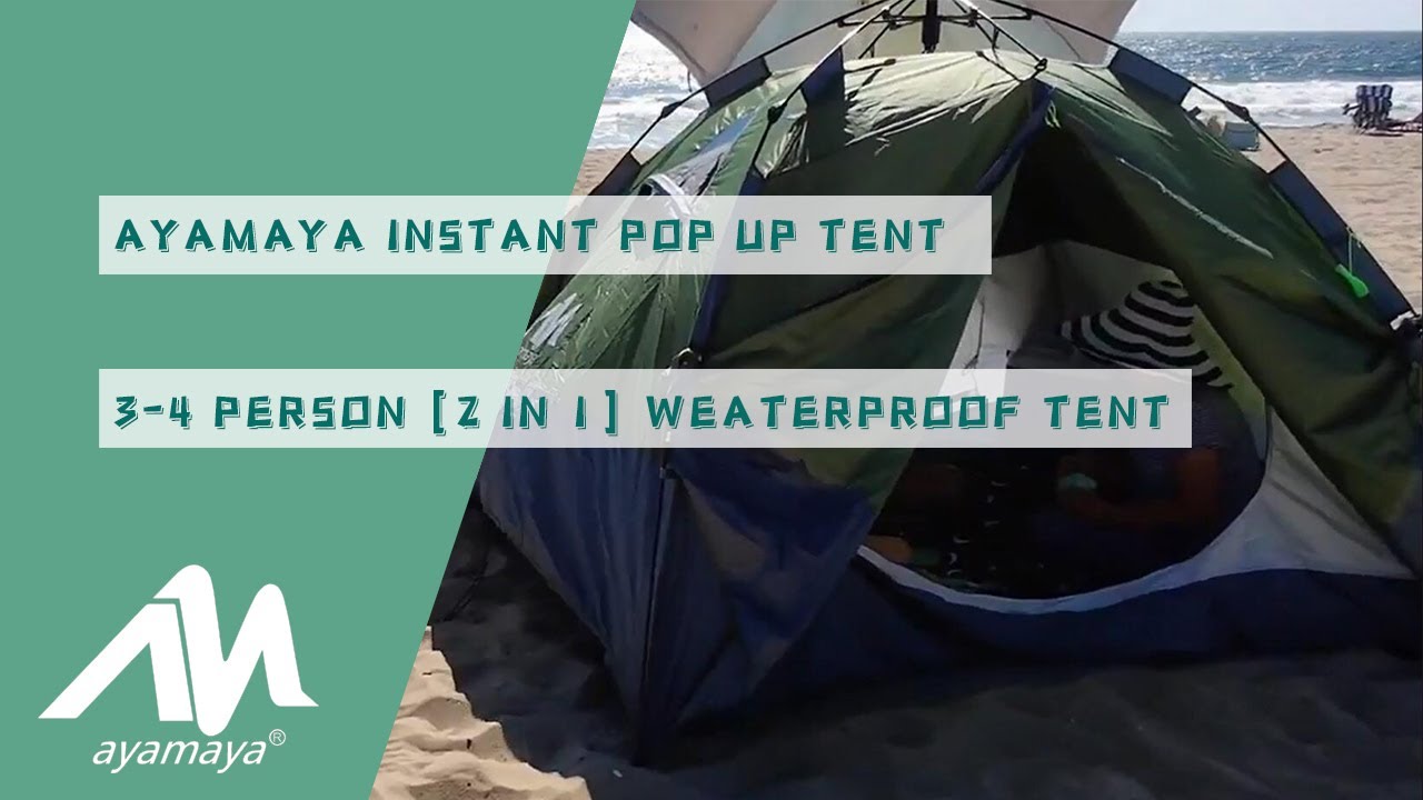 AYAMAYA Pop Up Tents for Camping 3-4 Person Waterproof Instant Tent ...
