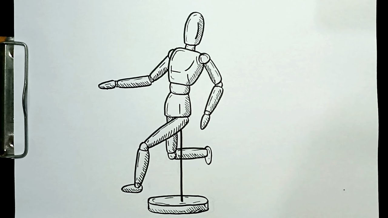 How to Draw WOODEN MANNEQUIN - YouTube