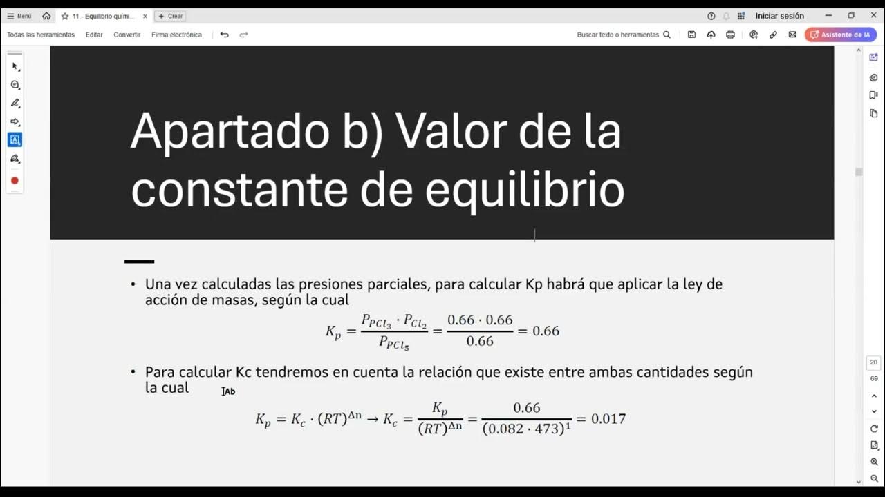 Resolución de un Problema de Equilibrio de Disociación del Pentacloruro de Fósforo Profe Luis ...