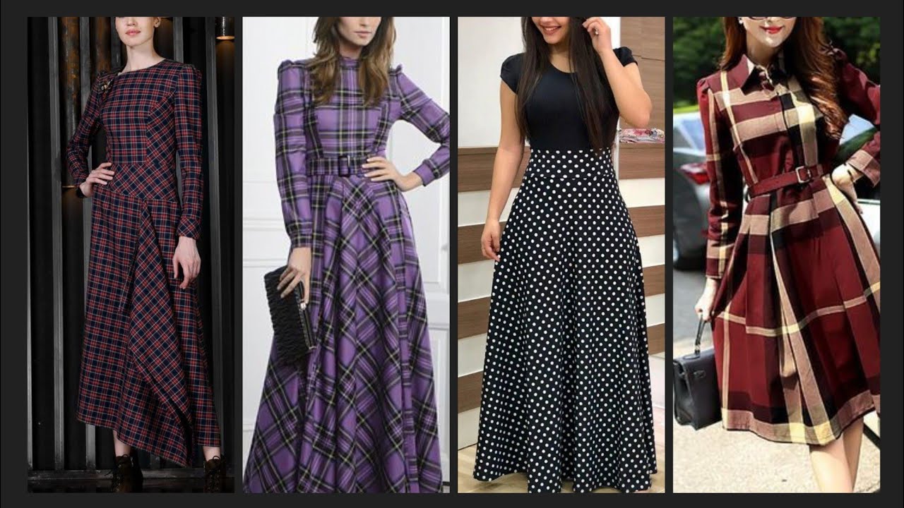 Beautiful ladies check print dresses || Latest check print shirt design ...