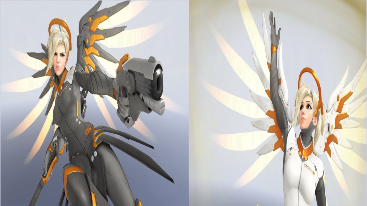 Overwatch league - grey + white Mercy skin showcase - YouTube