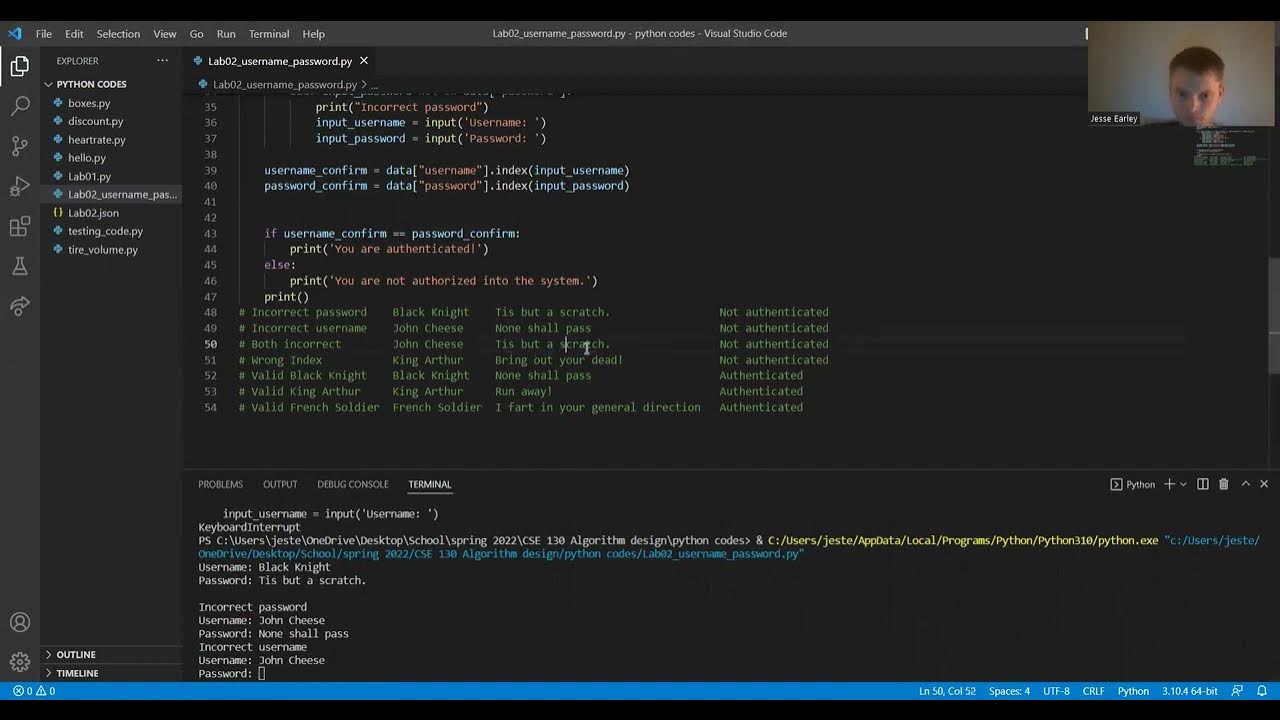 W02 Lab Authentication Program - YouTube