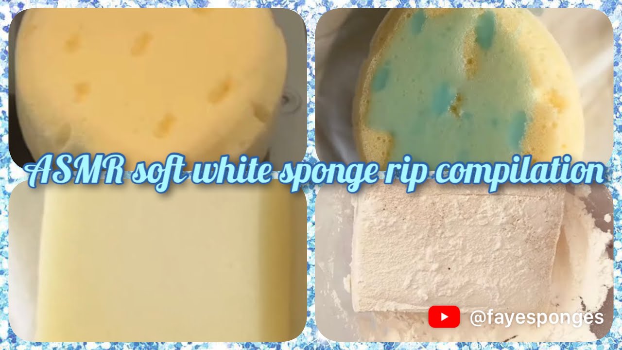 ASMR bulk soft white sponge rip. Ripping dry / fabric softener / jelly ...