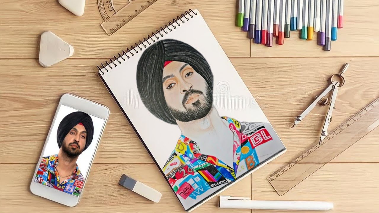 Drawing Diljit Dosanjh /Diljit Dosanjh colour drawing / realistic ...