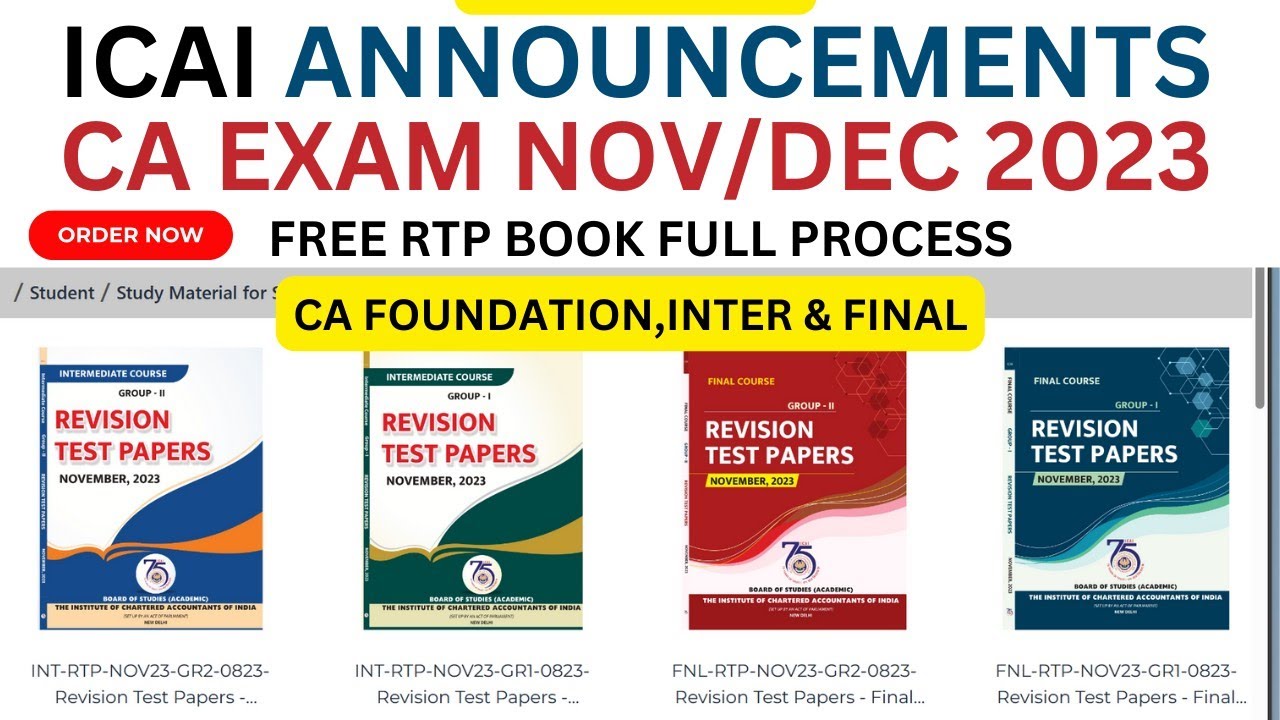 ICAI Announcements CA Exam November/Dec 2023| How to order FREE RTP ...