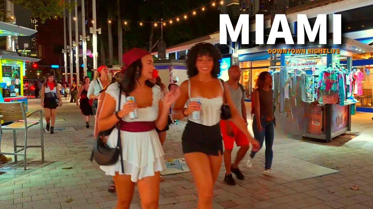 Exploring MIAMI Nightlife! Walking Tour in the Heart of Downtown - YouTube
