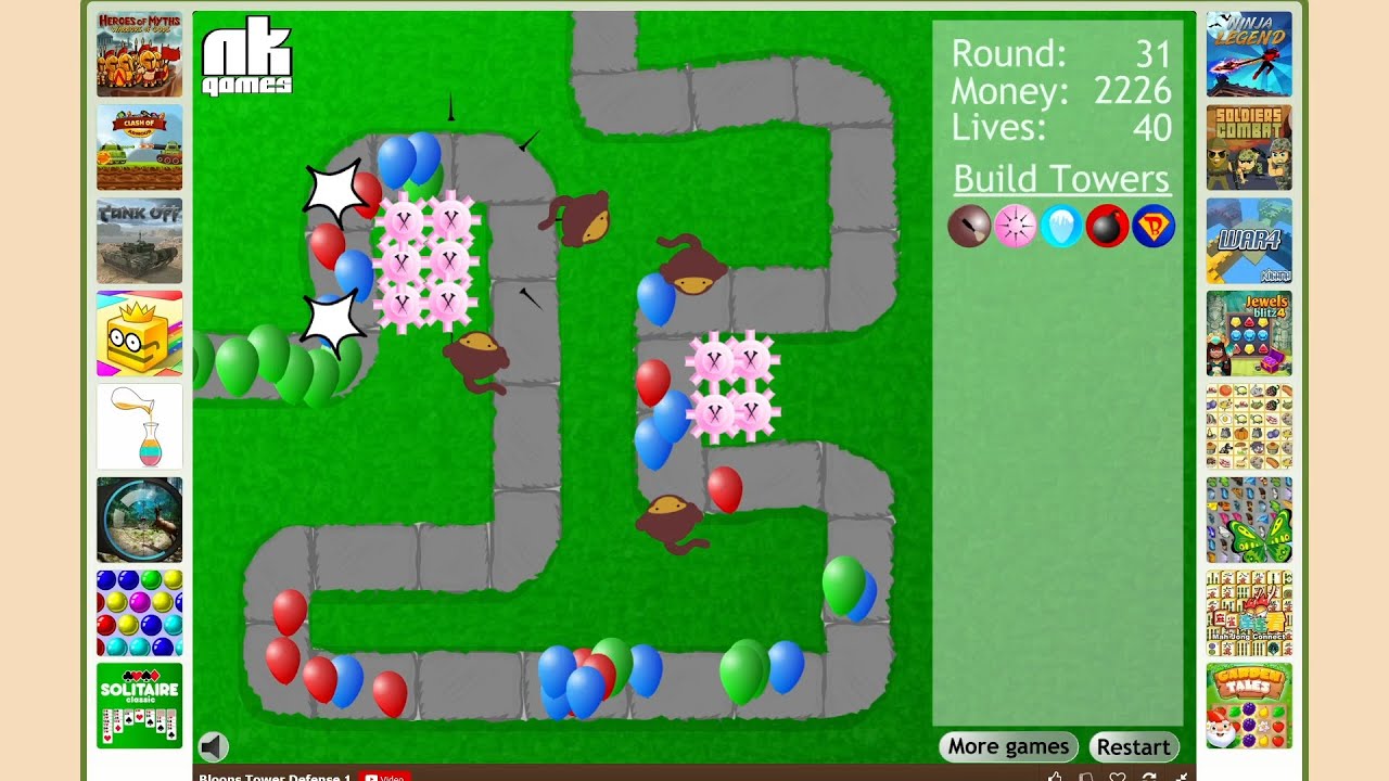 Bloons TD 1 Full Game [No Damage] | Random Games - YouTube