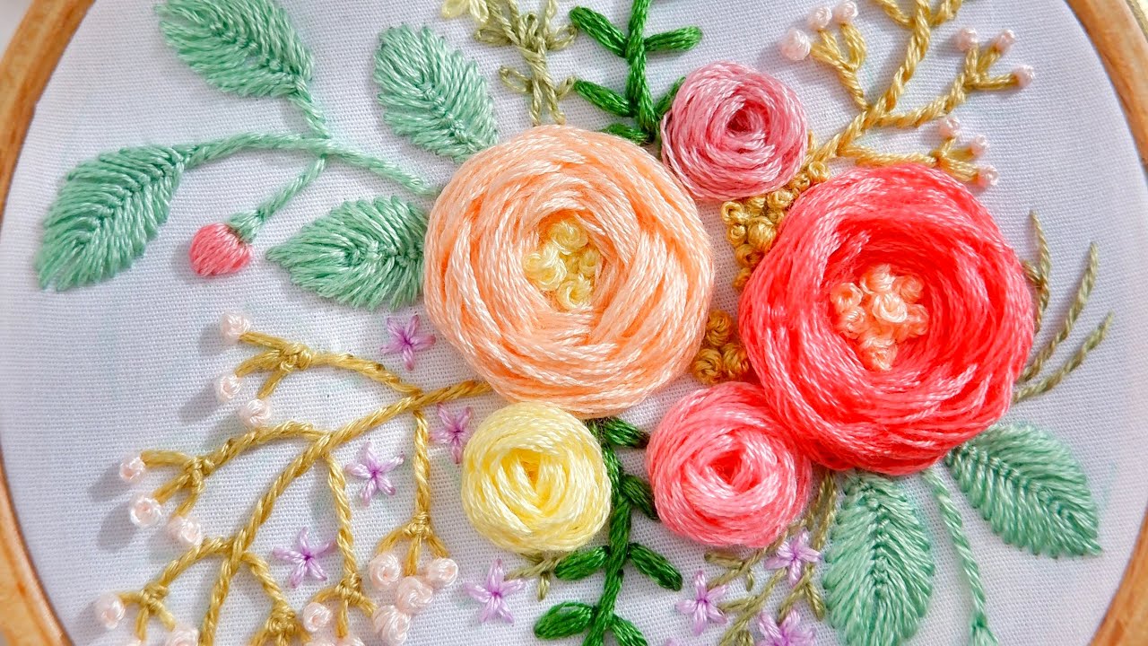 How to stitch woven wheel rose? - YouTube