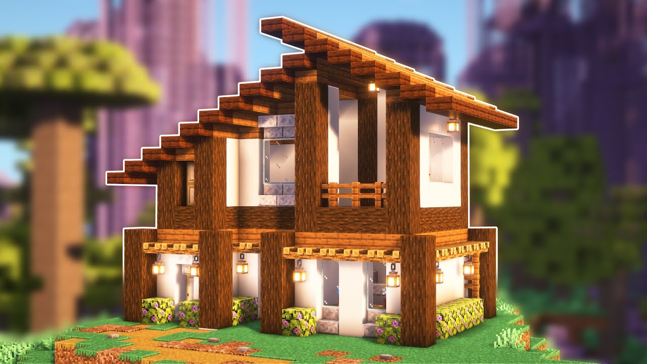 How to Build a Modern Wooden House | Minecraft Build Tutorial #12 - YouTube