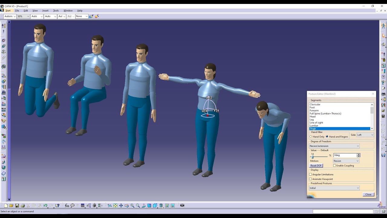 CATIA V5 - Posture Editor - Human Builder Workbench - YouTube