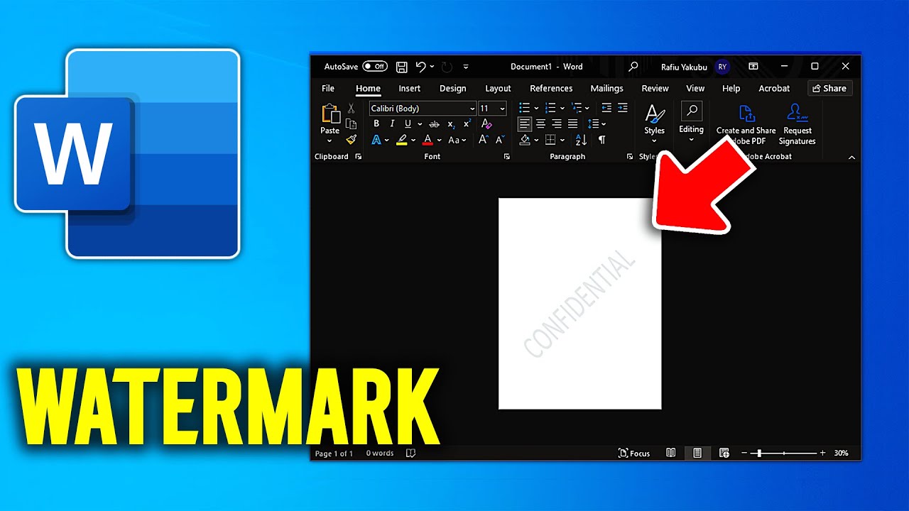 How to Add Watermark in Microsoft word - YouTube